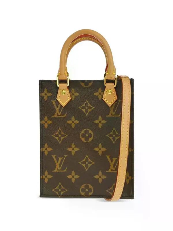LOUIS VUITTON Petit Sac Plat Monogram Tote Bag - Brown
