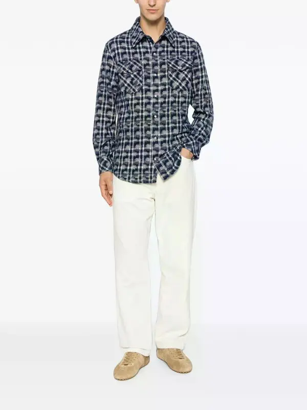 GOD'S TRUE CASHMERE Shibori Plaid Cashmere Shirt