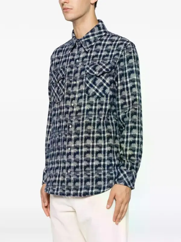 GOD'S TRUE CASHMERE Shibori Plaid Cashmere Shirt
