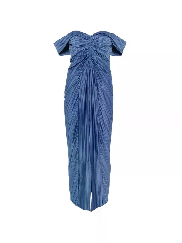 Cult Gaia Natalie Off-shoulder Pleated Midi Dress - Blue