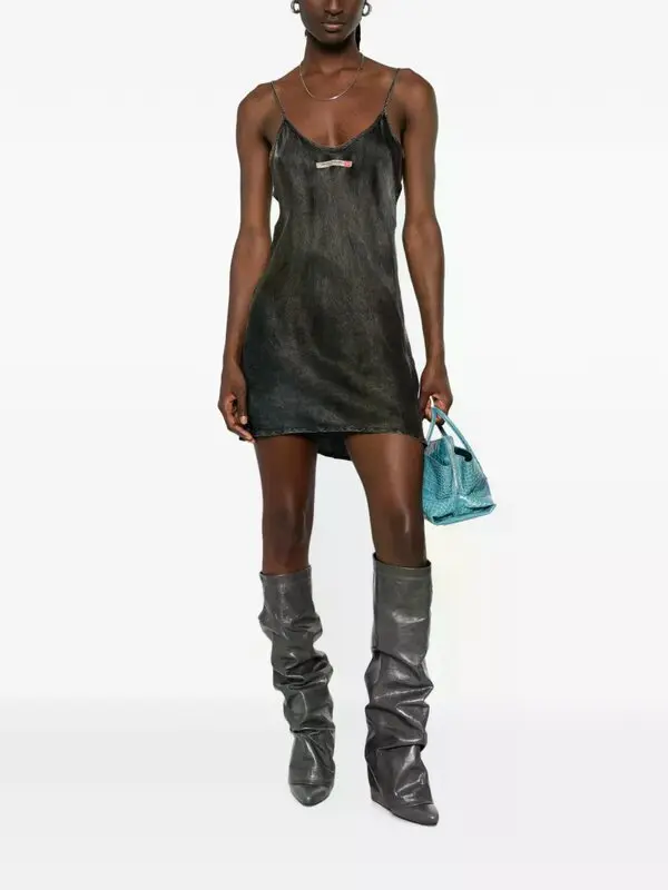 DIESEL® Cassidy Acid-wash Logo Patch Mini Dress