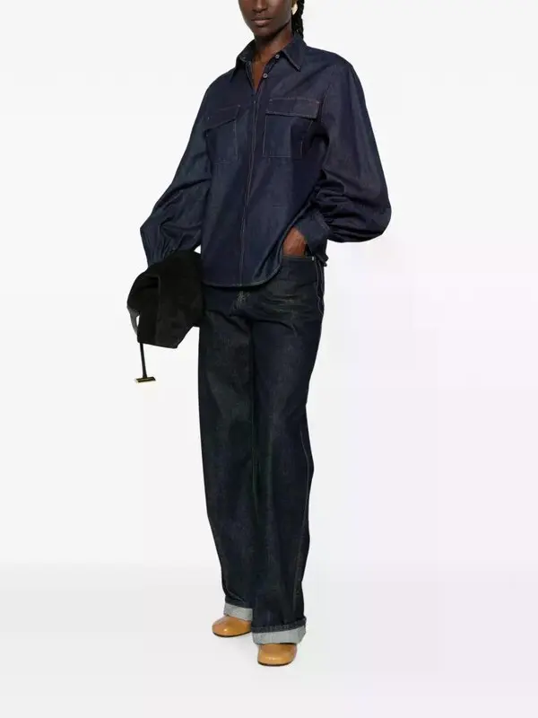 7 For All Mankind Balloon-sleeve Denim Shirt