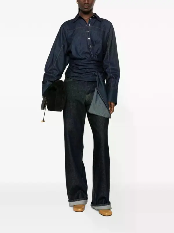 7 For All Mankind Tie-waist Long-sleeve Shirt - Blue