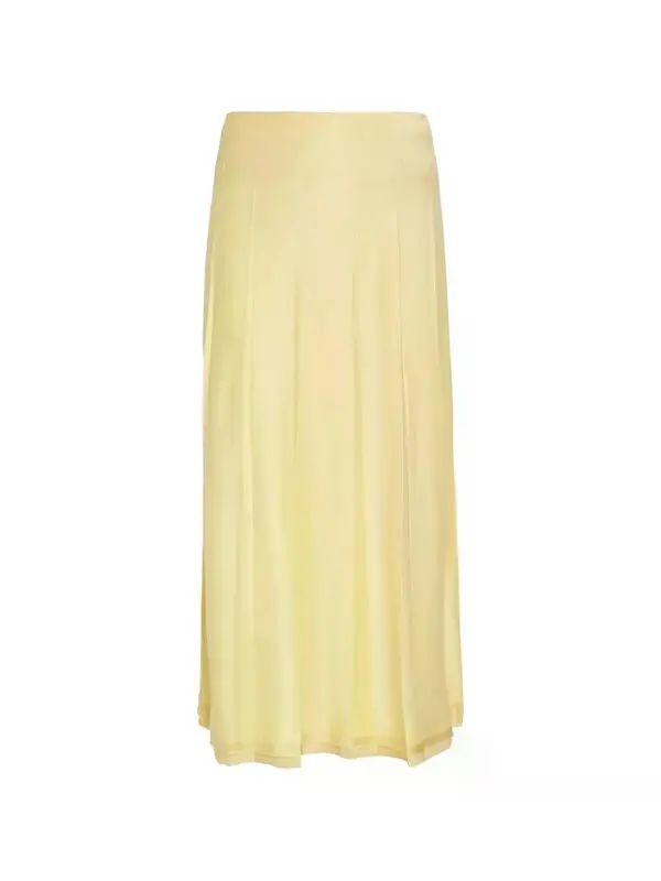 Vince Raw-edge Pleated Satin Midi Skirt