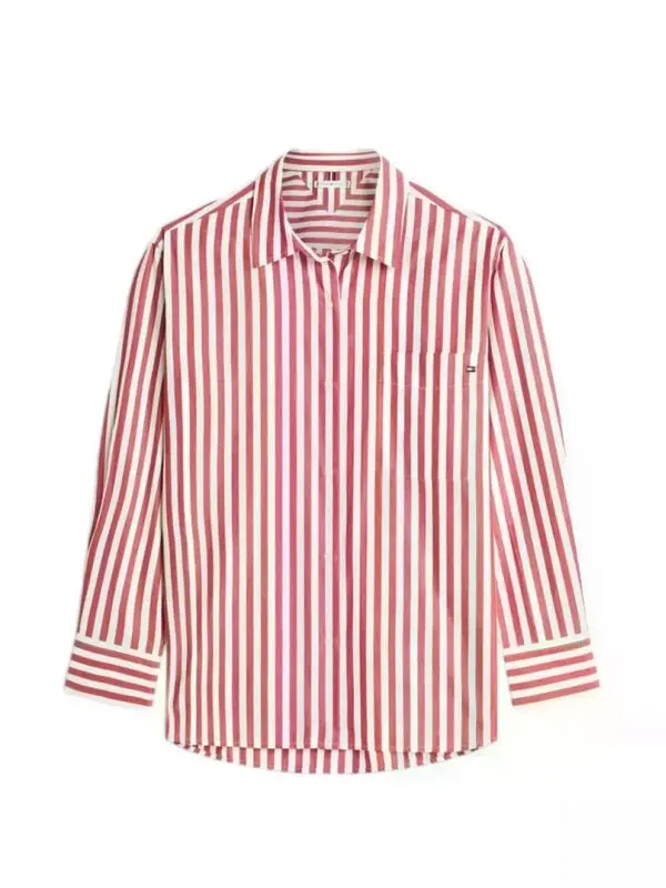 Tommy Hilfiger Vertical-stripe Cotton Shirt - Red