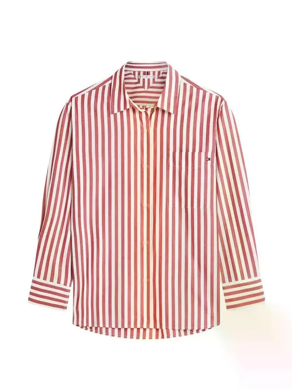 Tommy Hilfiger Vertical Stripe Cotton Shirt - Red