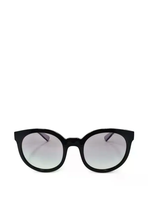 Armani Exchange Round Frame Sunglasses With Logo Plaque - Black