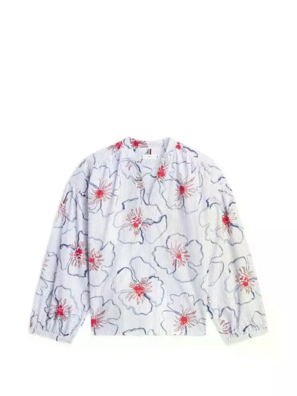 Tommy Hilfiger Floral-print Striped Blouse