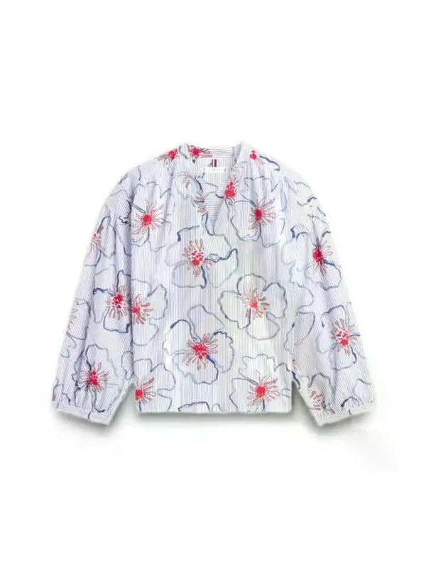 Tommy Hilfiger Floral-print Striped Blouse
