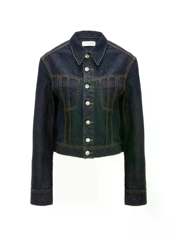 Victoria Beckham Contrast-stitch Cropped Denim Jacket