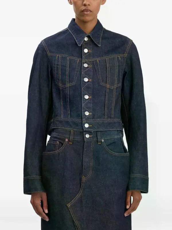 Victoria Beckham Contrast-stitch Cropped Denim Jacket