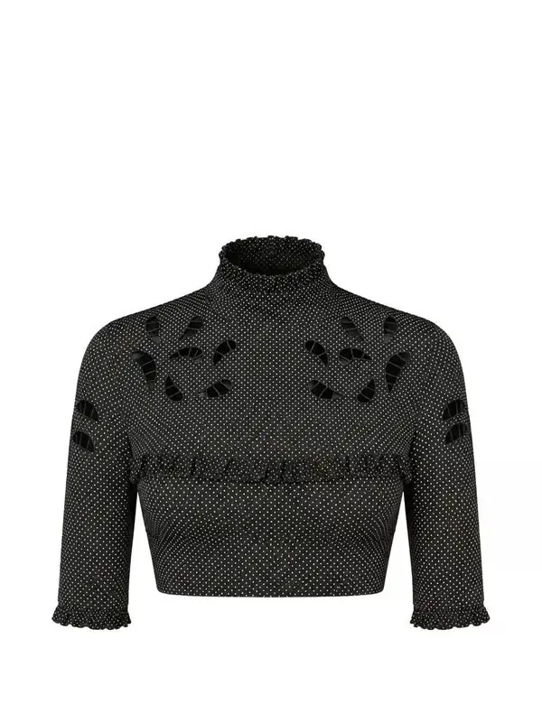 Dsquared2 Polka-dot Cut-out High Neck Top - Black