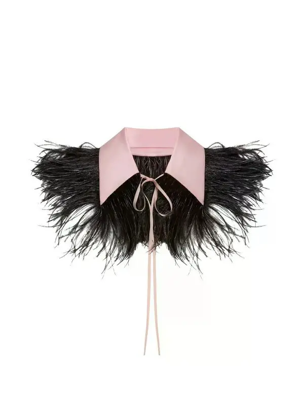 La DoubleJ La Scala Feather-trim Collar - Black