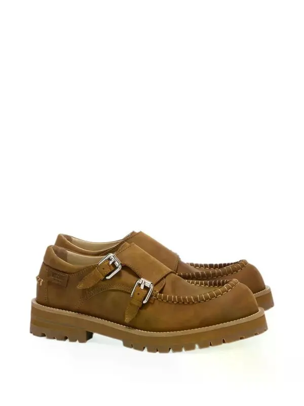 Moschino Buckle-strap Whipstitch Boat Shoes