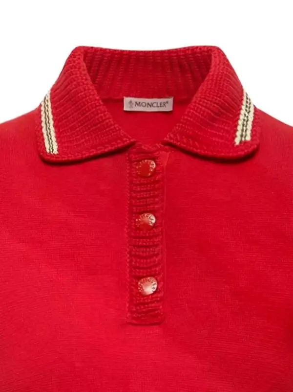 Moncler Cotton Knit Polo Shirt - Red