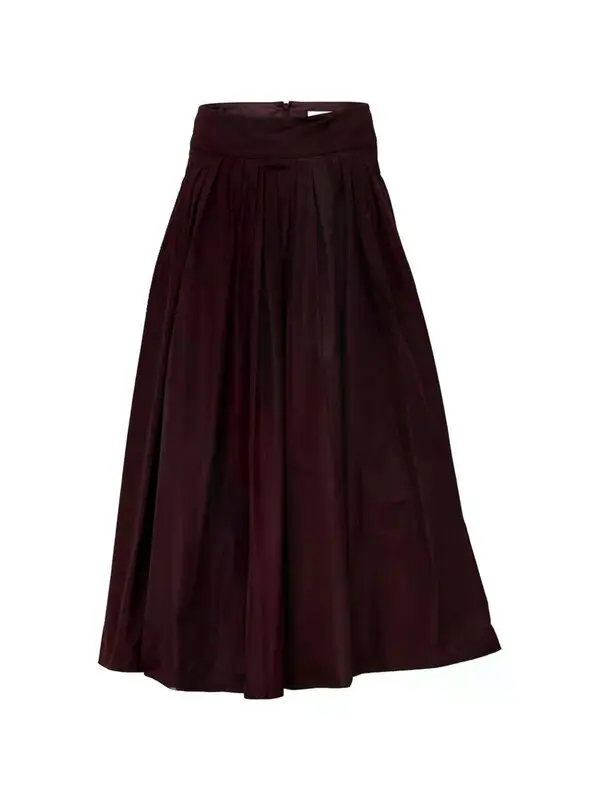 Max Mara Romina Pleated Taffeta Midi Skirt - Red