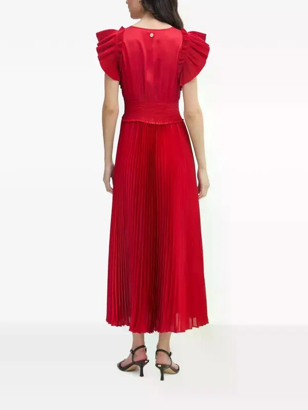 JOOP! Pleated Ruffled-sleeve Midi Dress