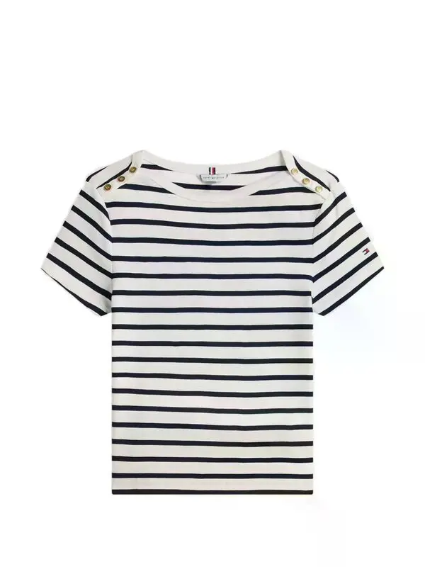 Tommy Hilfiger Striped Button-detail T-shirt