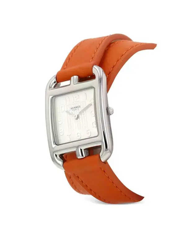 Hermès Cape Cod 23mm Watch With Silver-tone Dial And Leather Strap - White