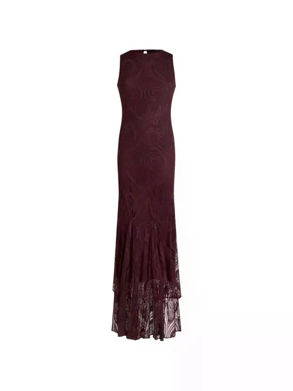 Etro Sleeveless Long Dress With Paisley Motif - Red