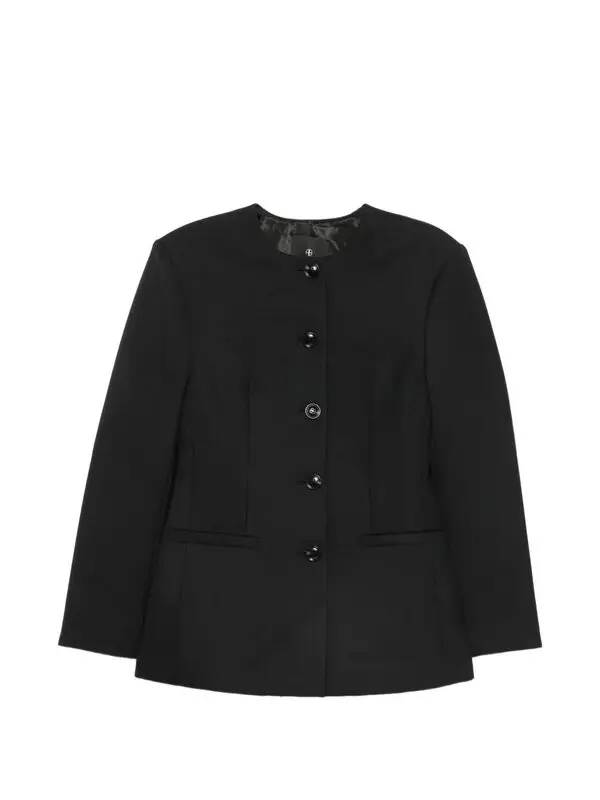 ANINE BING Single-breasted Collarless Jacket - Black