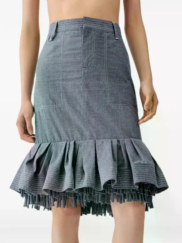 Jacquemus Ruffled Fringe Hem Skirt - Blue
