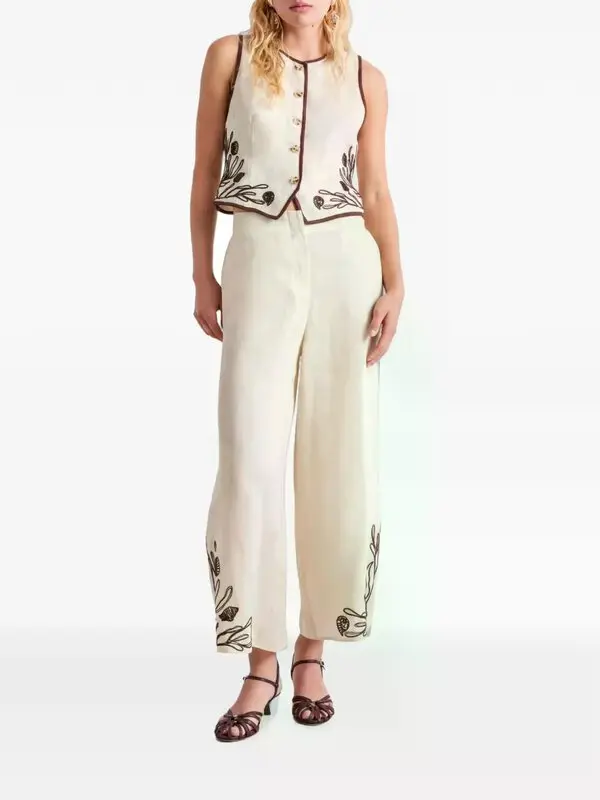 Marella Mlldolce Embroidered Linen Trousers