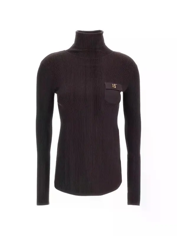 Elisabetta Franchi Ribbed-knit Logo-plaque Sweater