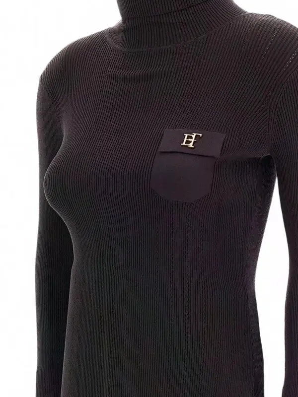 Elisabetta Franchi Ribbed-knit Logo-plaque Sweater
