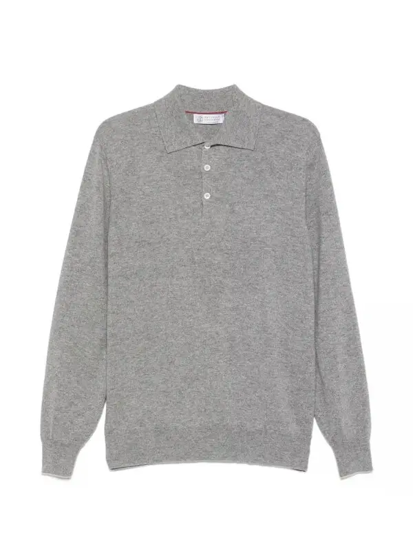 Brunello Cucinelli Long-sleeve Polo Shirt - Grey