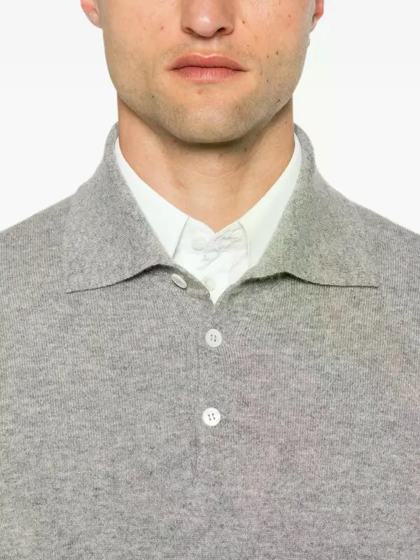 Brunello Cucinelli Long-sleeve Polo Shirt - Grey