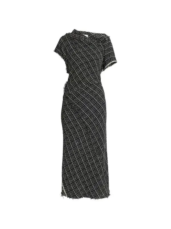 Erdem Asymmetric Tweed Maxi Dress