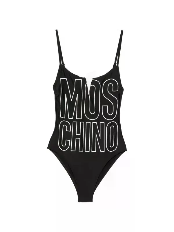 Moschino Logo-print V-neck Swimsuit - Black