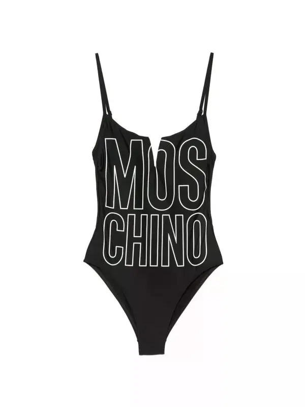 Moschino Print V-neck Swimsuit - Black