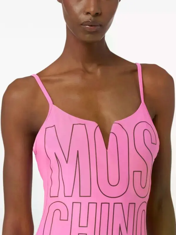 Moschino Print V-neck Swimsuit - Black