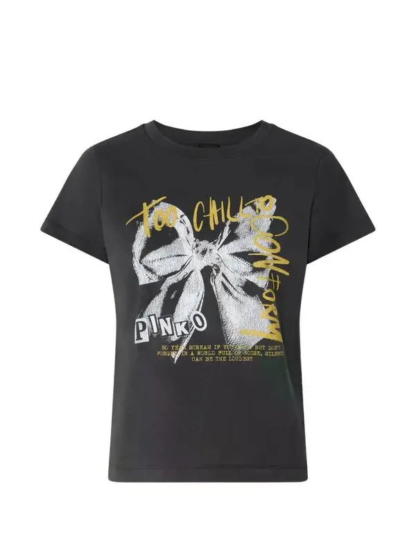 Pinko Bow Print Logo T-shirt - Grey