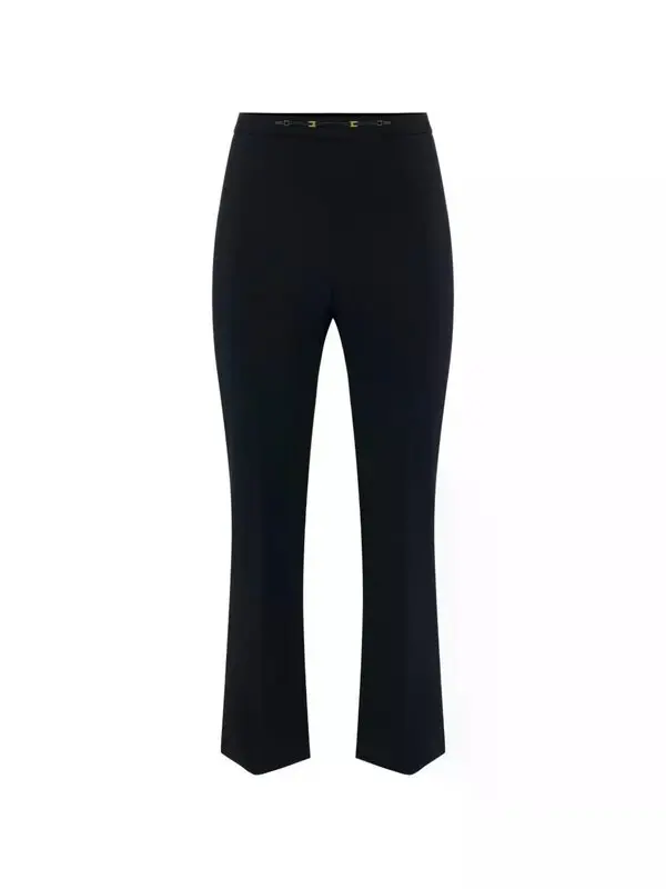 Elisabetta Franchi Flared Trousers With Horsebit Detail - Black