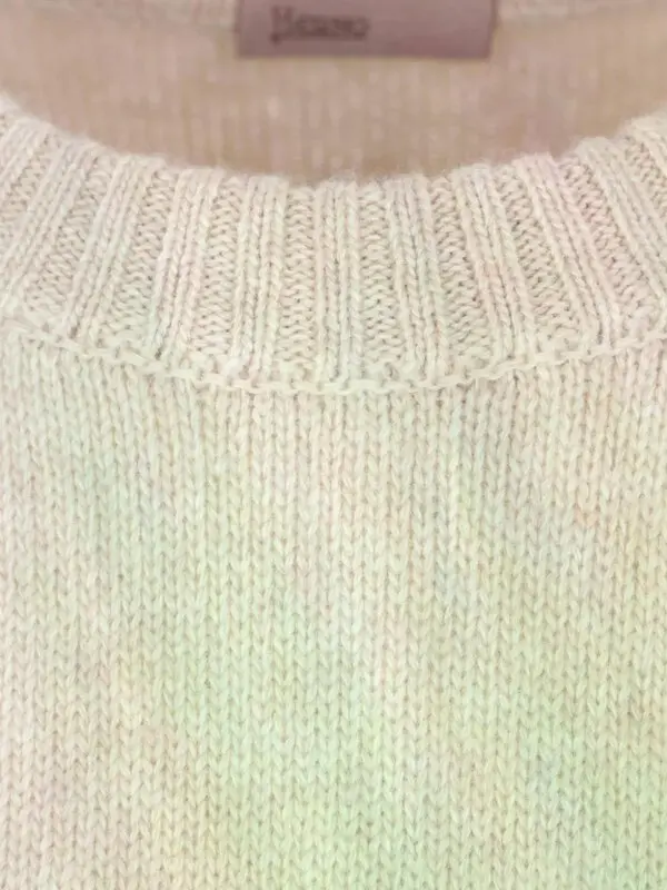 Herno Bouclé-band Ribbed-trim Wool Sweater - Neutrals