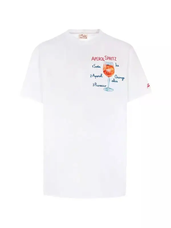 MC2 SAINT BARTH Portofino Cocktail-embroidered T-shirt - White