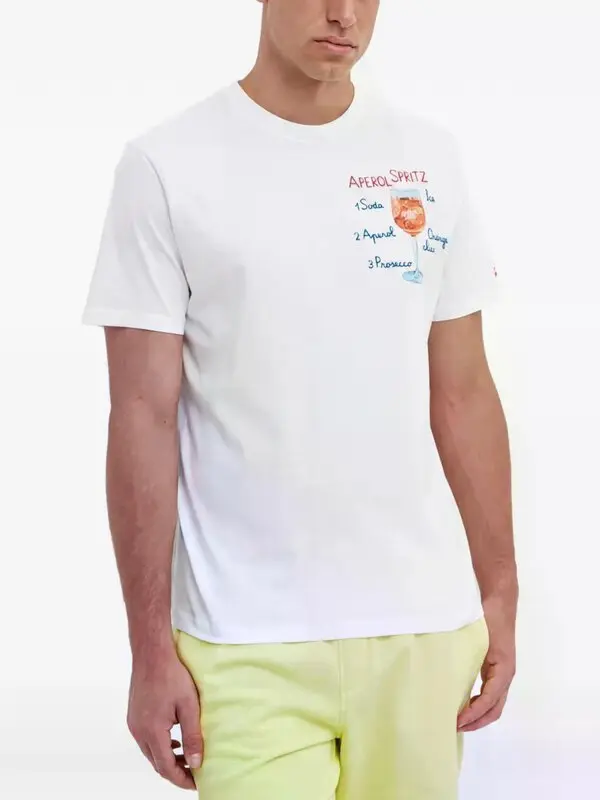 MC2 SAINT BARTH Portofino Cocktail-embroidered T-shirt - White