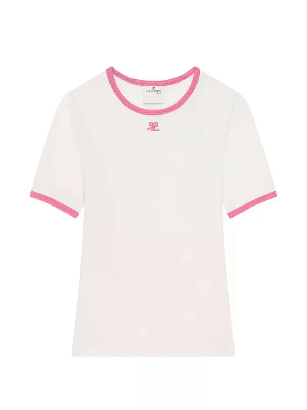 COURREGES Logo-embroidered Contrast-trim T-shirt
