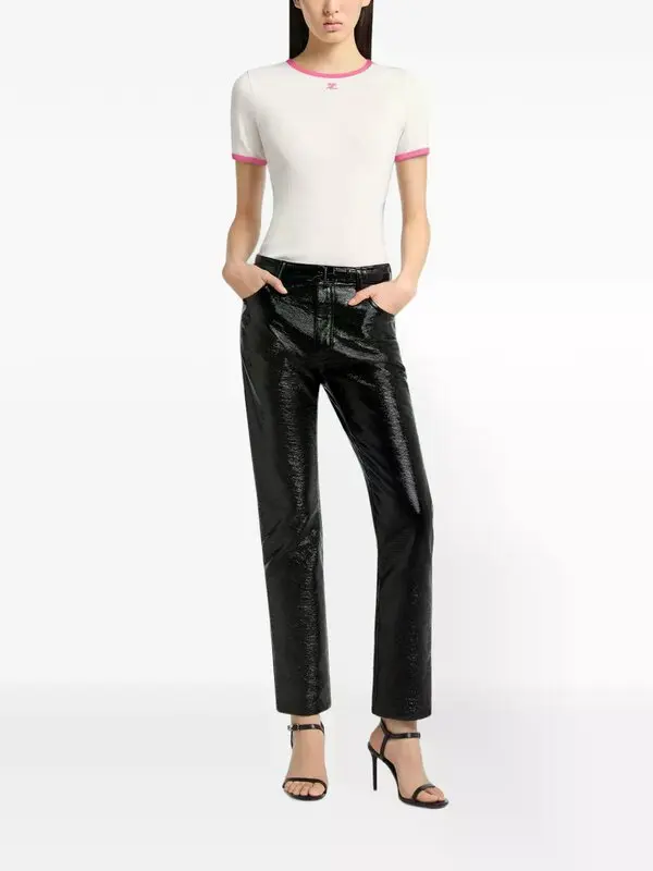 COURREGES Logo-embroidered Contrast-trim T-shirt