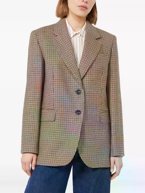 Max Mara Houndstooth Pattern Single-breasted Blazer - Neutrals