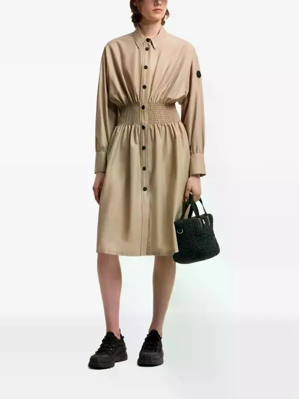Moncler Cotton Nylon Shirt Dress - Neutrals