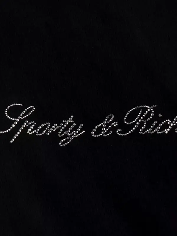Sporty & Rich Crystal Logo Embellished Cropped Tank Top