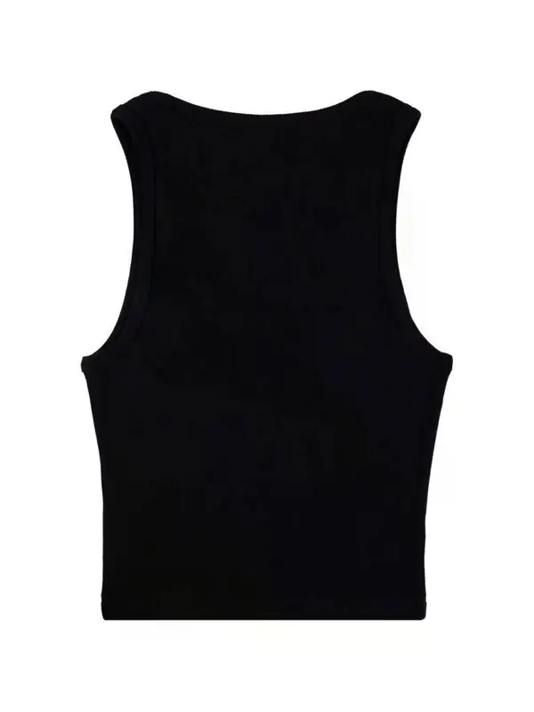 Sporty & Rich Crystal Logo Embellished Cropped Tank Top