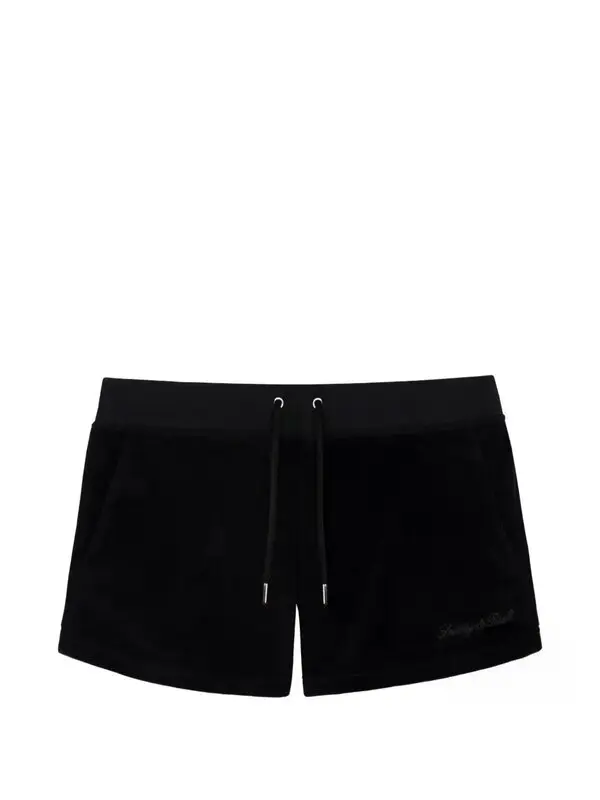 Sporty & Rich Embellished Velour Shorts - Black