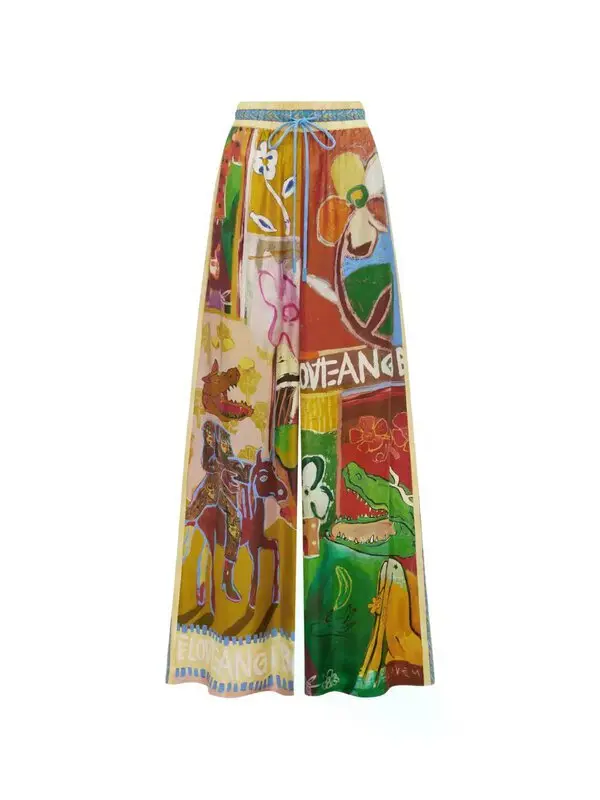ALEMAIS Graphic Print Palazzo Pants - Orange