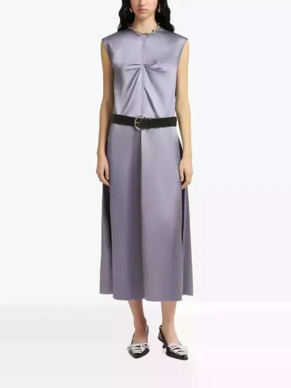 Marni Satin Sleeveless Dress With Ruched Detailing