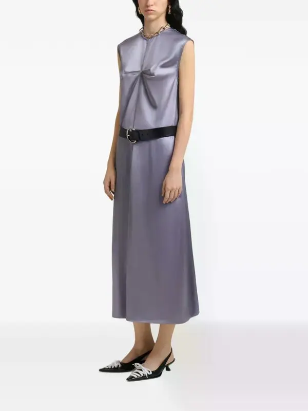 Marni Satin Sleeveless Dress With Ruched Detailing